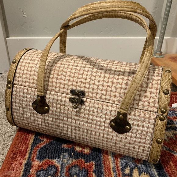 Bags | Vintage Plaid Barrel Purse | Poshmark